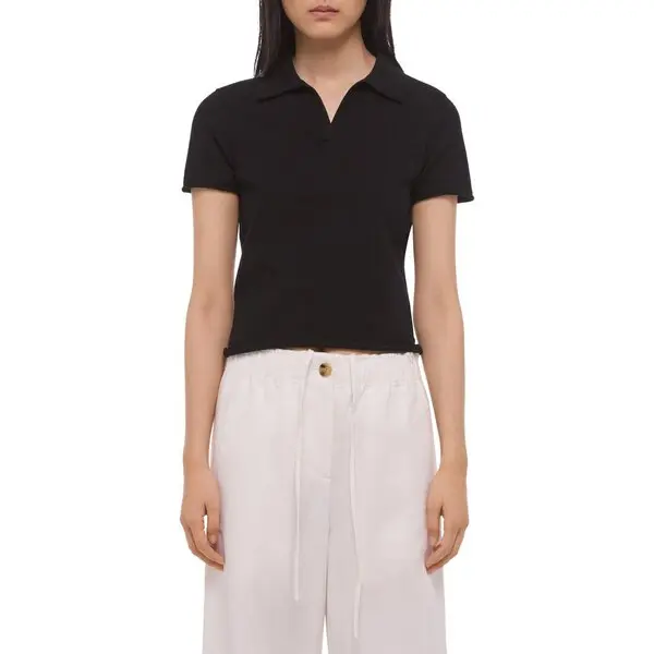 Helmut Lang Shrunken Knit Polo - Black
