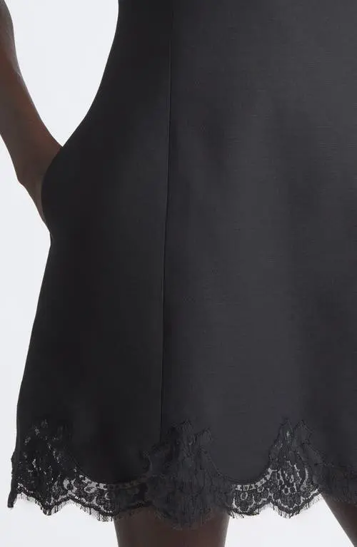 Valentino Garavani Lace Trim Crepe Mini Dress - Black