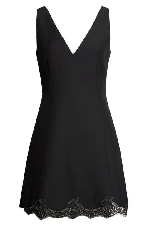 Valentino Garavani Lace Trim Crepe Mini Dress - Black