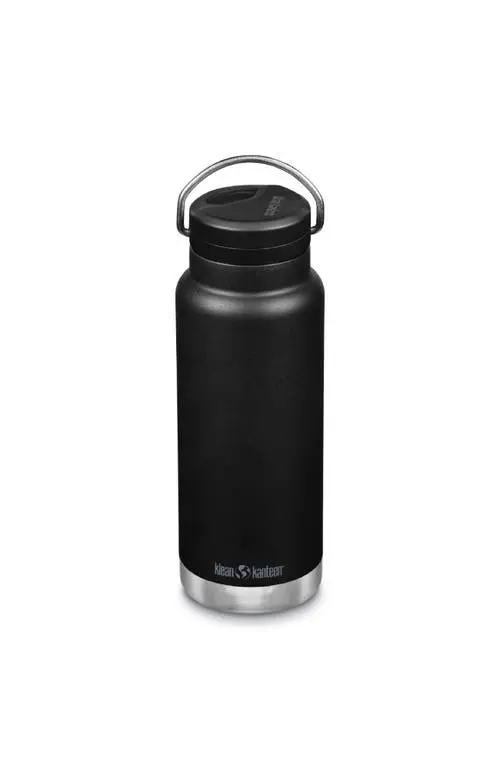 KLEAN KANTEEN Tkwide Insulated Water Bottle With Twist Capreusable Travel Water Bottle With Stainless Steel Strawperfect For Workouts & Sports - Black