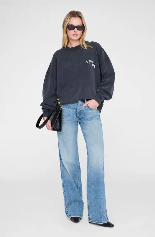 ANINE BING Miles Empowerment Sweatshirt - Washed Black