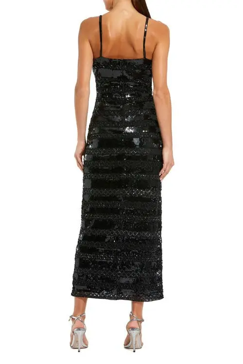 Mac Duggal Embellished Spaghetti Strap Midi Dress