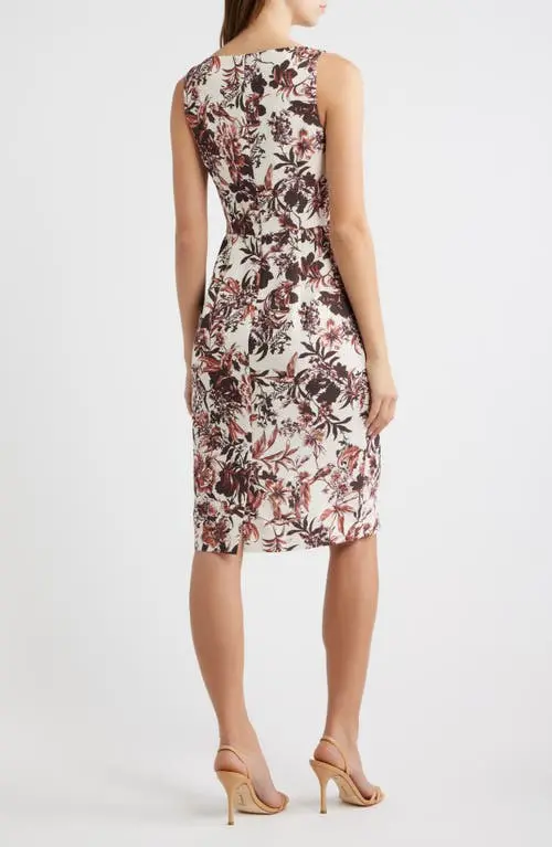 Eliza J Floral Print Square Neck Sheath Dress