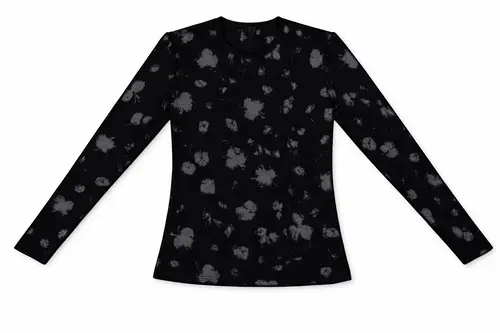 24/7 Long Sleeve Cotton Blend Printed Crewneck Tee