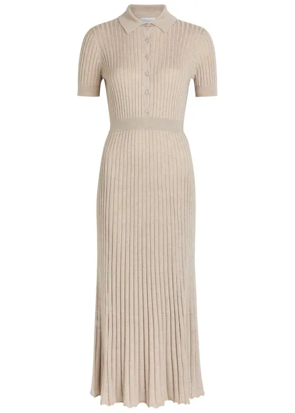Gabriela Hearst Amor Ribbed Cashmere-blend Midi Dress - Beige