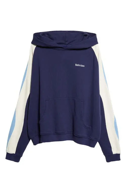 NAHMIAS Ollie Paneled Cotton Hoodie - Worn Navy