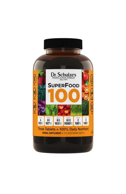 DR. SCHULZE'S Superfood 100 Supplement For Overall Wellness, Cellular Nutrition And Energy Support, Gluten-free - Brown