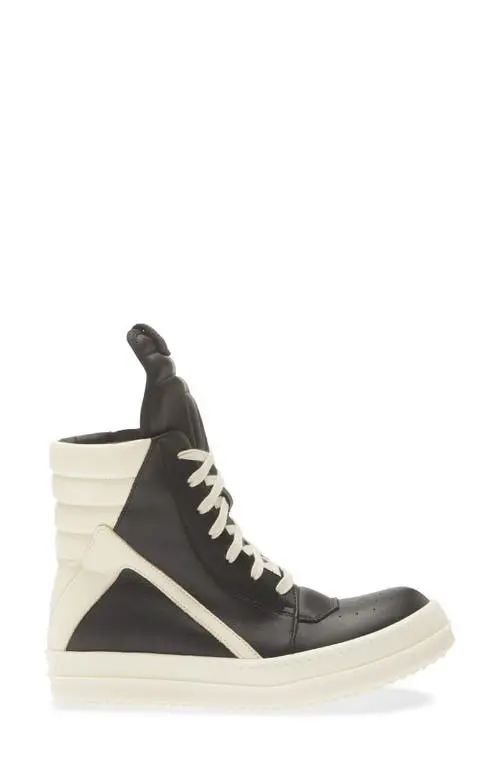 Rick Owens Geobasket High Top Sneakers - Black/milk/milk