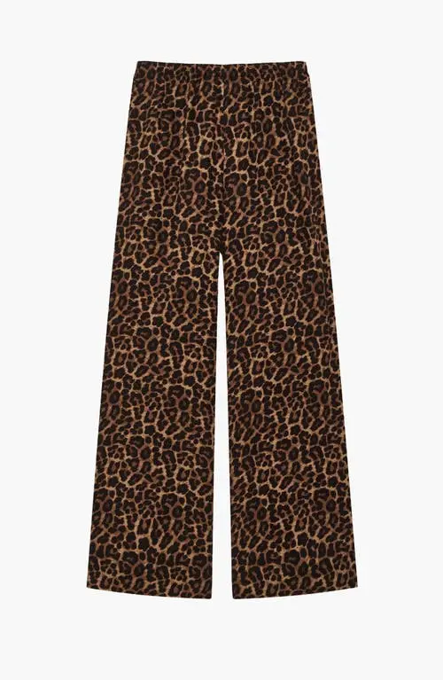 ANINE BING Roslyn Relaxed Wide-leg Pants - Black/brown Leopard