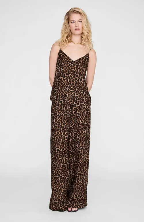 ANINE BING Roslyn Relaxed Wide-leg Pants - Black/brown Leopard