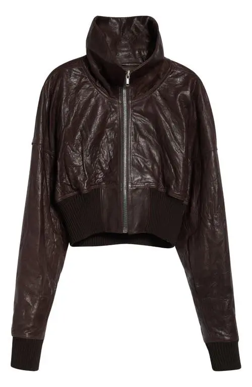 Rick Owens Dracuflight Crop Leather Bomber Jacket