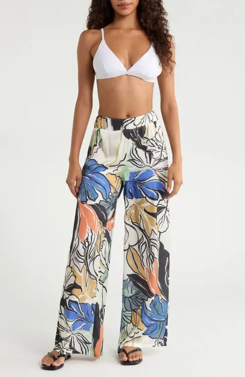 Elan Bali Cover-up Pants - Blue Botanical