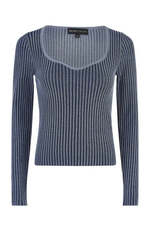 YUMI Sweetheart Neck Fitted Ribbed Knit Top