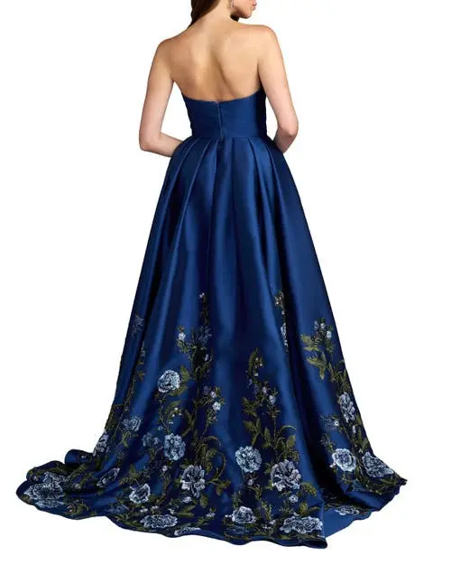 Mac Duggal Strapless Embroidered Mikado Ball Gown