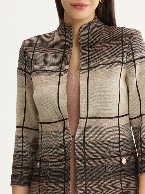 Misook Ombre Grid Flat Knit Jacket