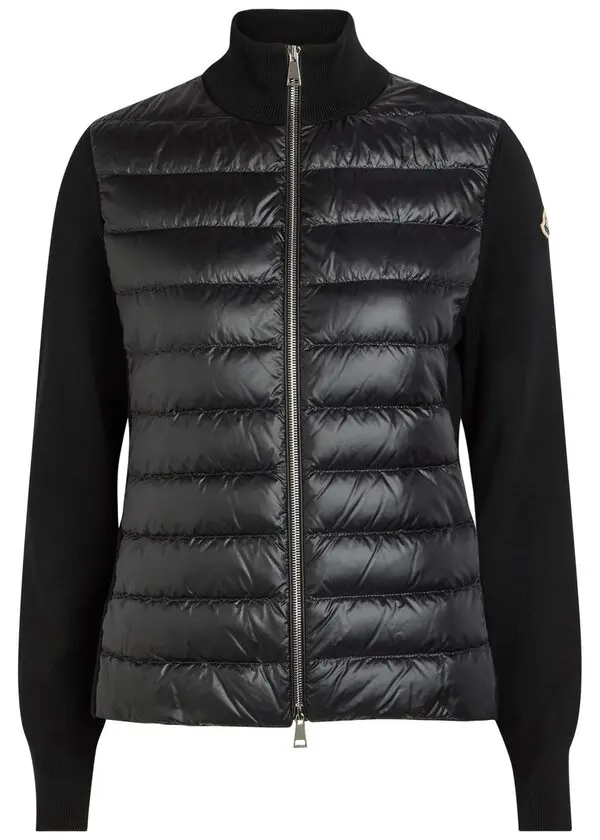 Moncler Padded Wool And Nylon Jacket - Black