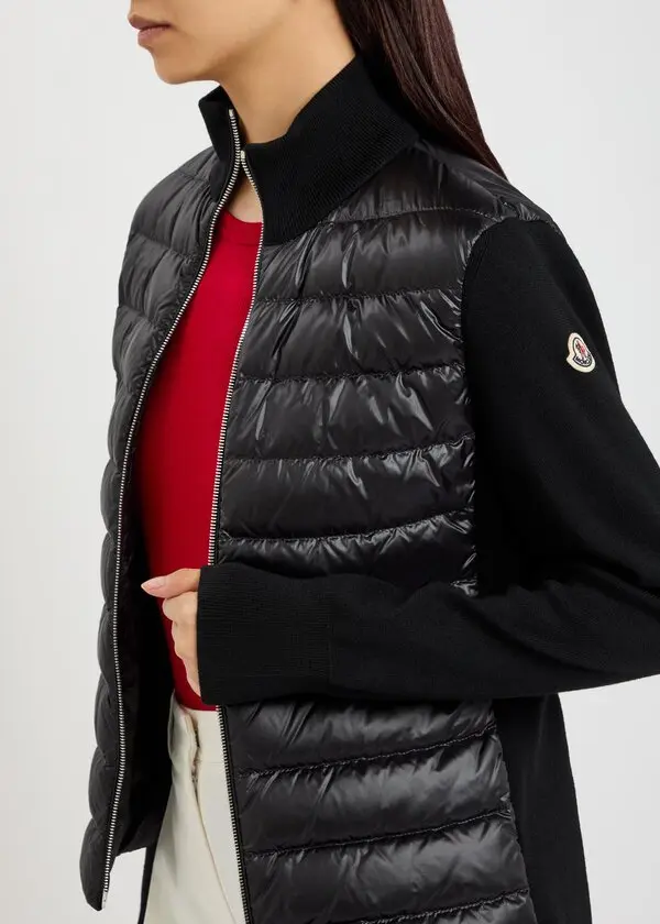 Moncler Padded Wool And Nylon Jacket - Black