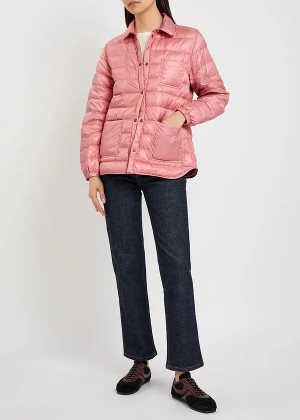 Moncler Quilted Nylon Down Jacket - Light Pink