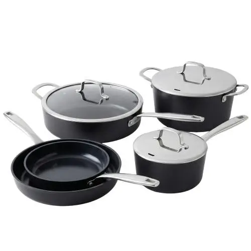 ALVA Maestro 8-piece Ceramic Nonstick Cookware Setinduction & Oven Safe - Black