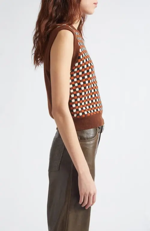 GOLDEN GOOSE Roby Sweater Vest - Brown/black/orange