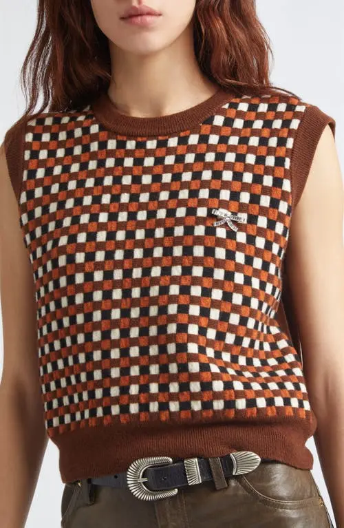 GOLDEN GOOSE Roby Sweater Vest - Brown/black/orange