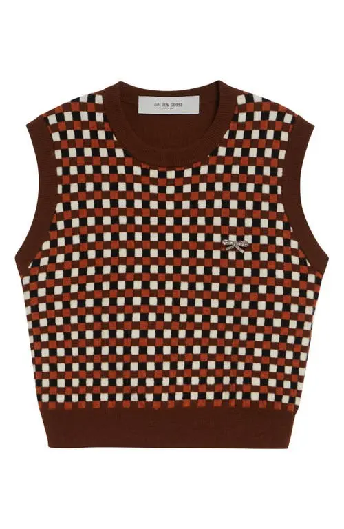 GOLDEN GOOSE Roby Sweater Vest - Brown/black/orange