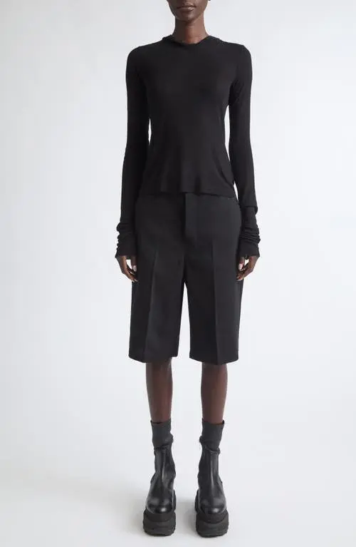 Rick Owens Rib Crop Hoodie With Drawstring