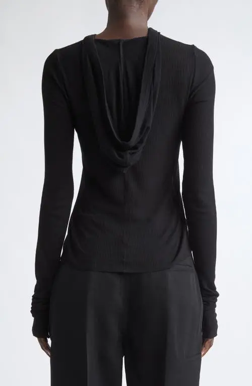Rick Owens Rib Crop Hoodie With Drawstring