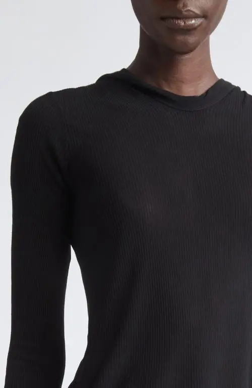 Rick Owens Rib Crop Hoodie With Drawstring