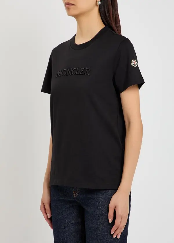Moncler Logo Appliqué Cotton T-shirt - Black