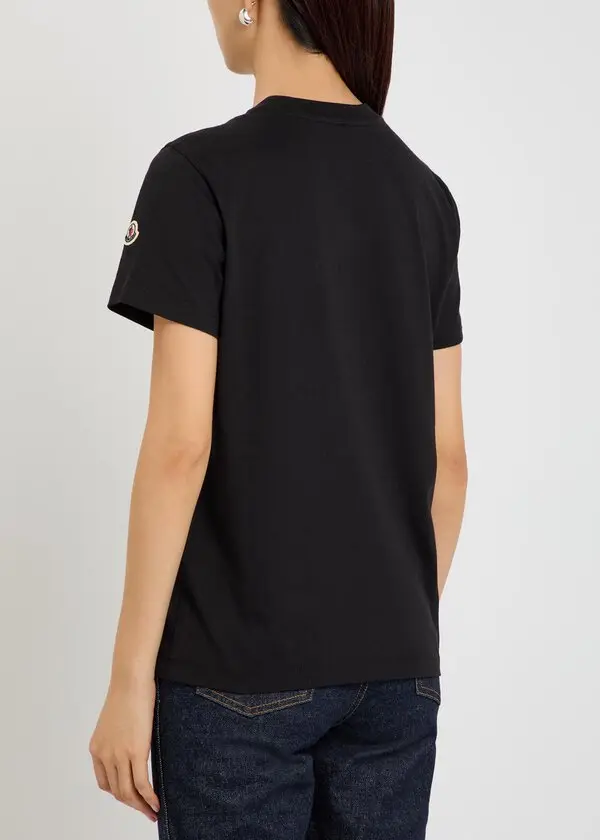 Moncler Logo Appliqué Cotton T-shirt - Black