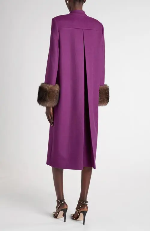 Valentino Garavani Compact Drape Wool & Cashmere Coat With Genuine Shearling Cuffs
