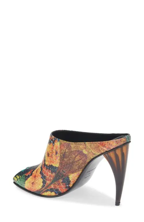 Alexander McQueen Horn Shaped Heel Peep Toe Mule