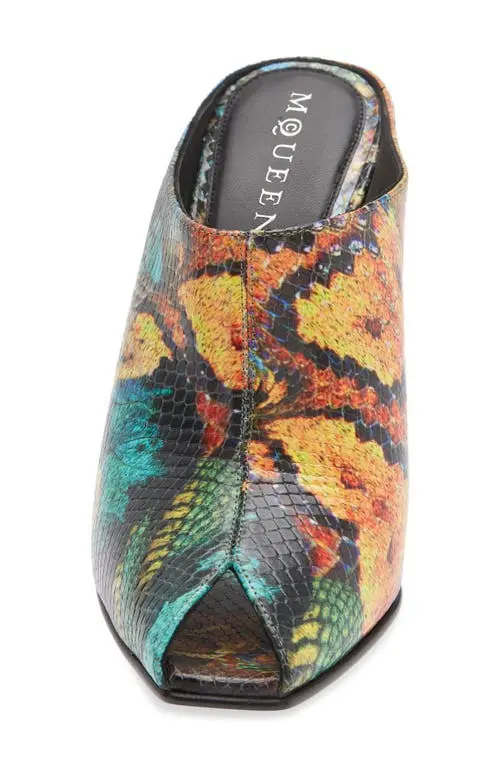 Alexander McQueen Horn Shaped Heel Peep Toe Mule