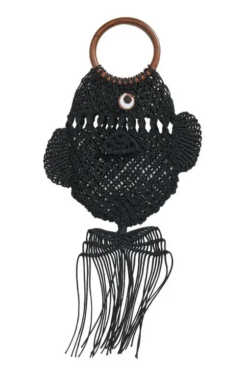 ANYA HINDMARCH Macramé Fish Clutch - Black