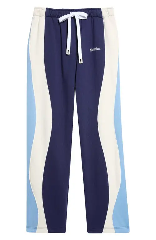 NAHMIAS Ollie Paneled Cotton Sweatpants - Worn Navy