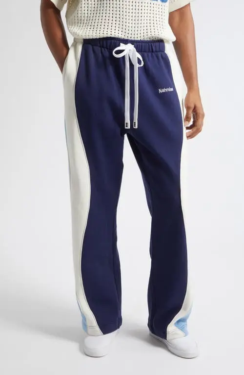 NAHMIAS Ollie Paneled Cotton Sweatpants - Worn Navy