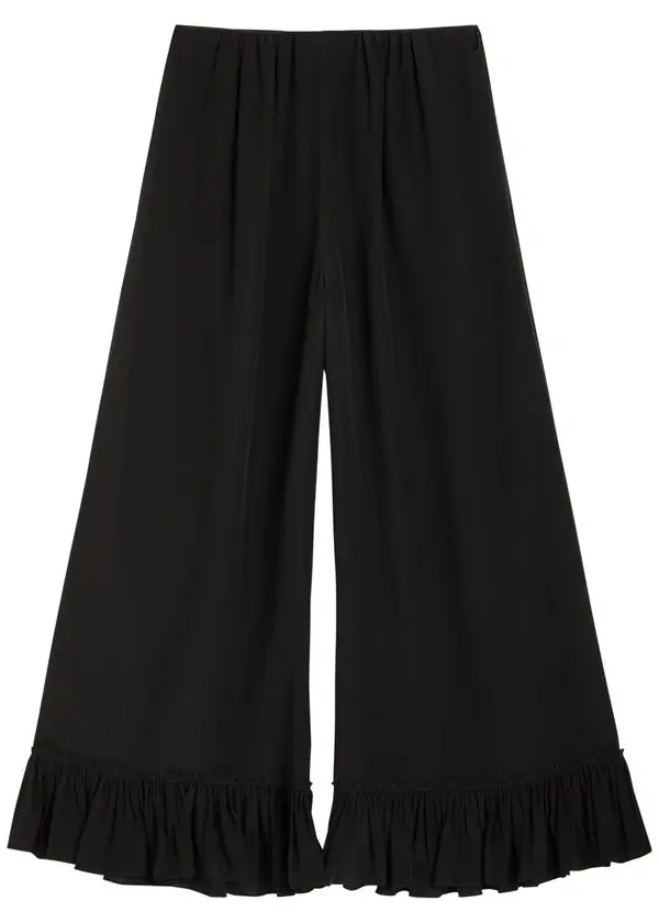 Chloé Frill Silk-georgette Culottes - Black