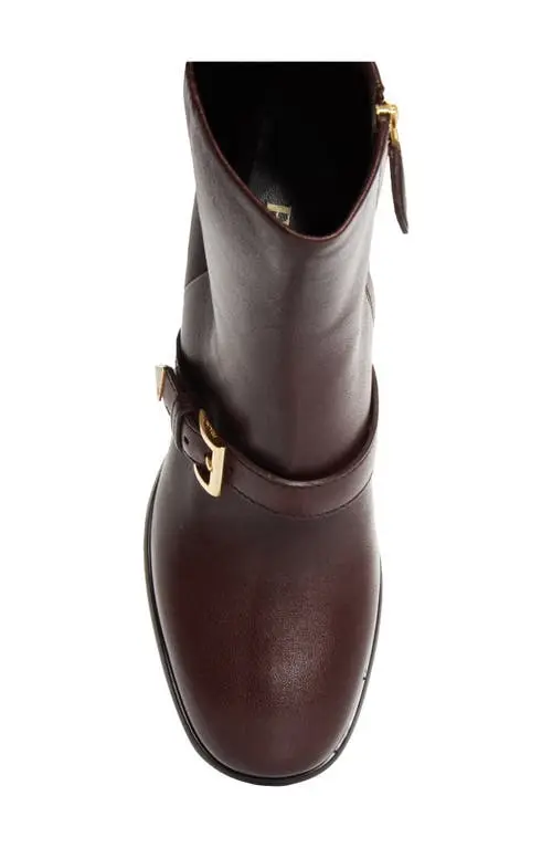 Prada Buckle Block Heel Bootie