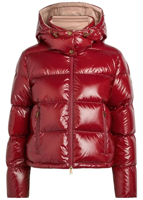 Moncler Niveole Padded Hooded Nylon Jacket - Red