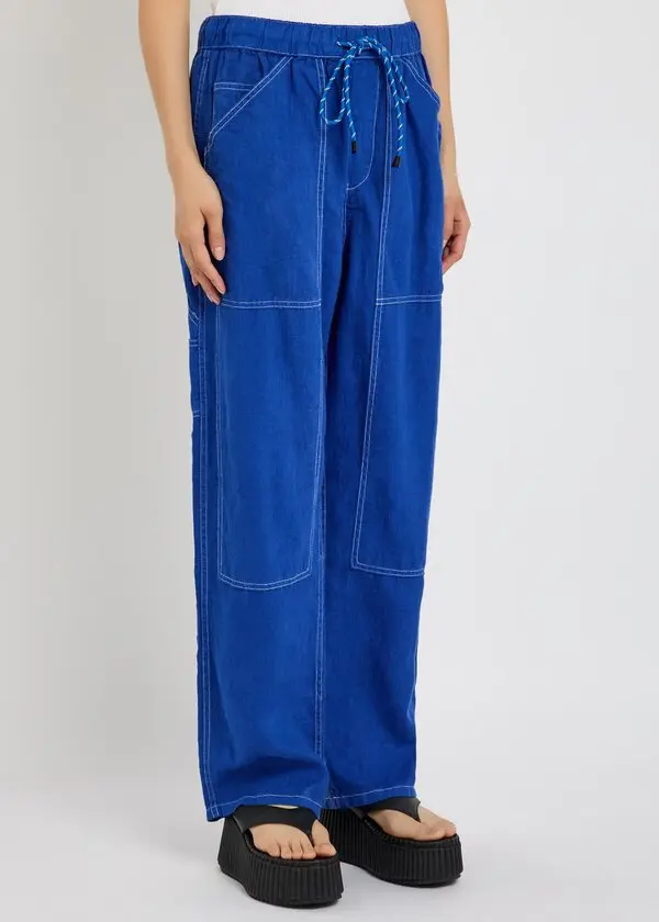 Rag & Bone Atlas Panelled Relaxed Straight-leg Linen Trousers - Blue