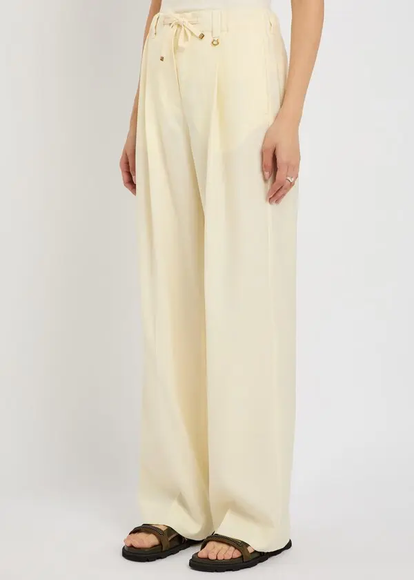 Moncler Drawstring Straight-leg Wool Trousers