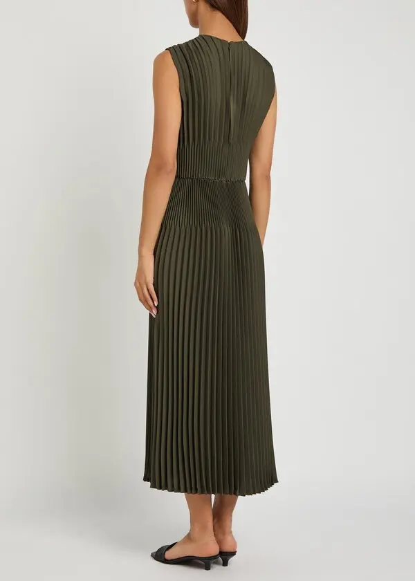 Vince Pleated Satin-crepe Midi Dress