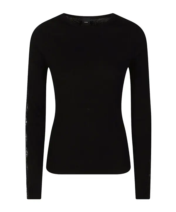 Pinko Lace-detailed Ribbed Sweater - Black