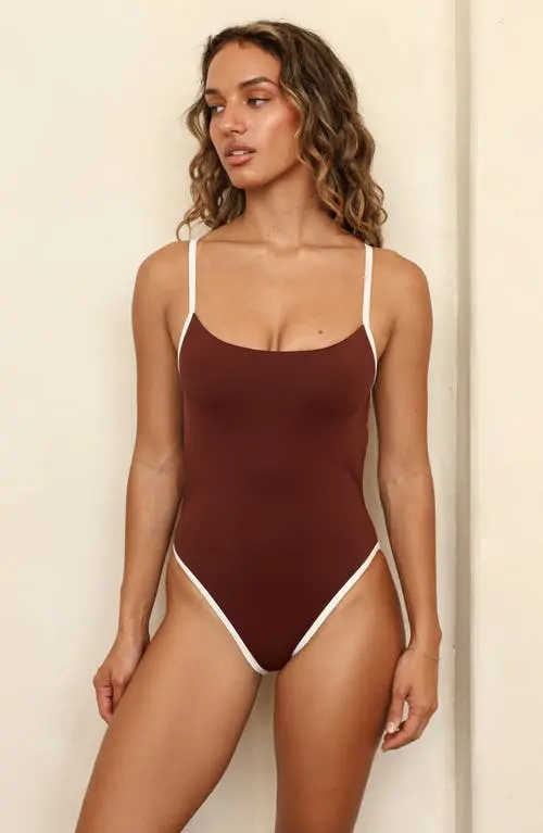 DIPPIN DAISY'S Scoop Neck High Waist One Piece Swimsuit With Contrast Trim