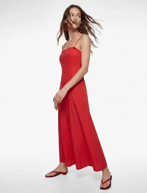 Koton Cotton Slim Fit Strappy Midi Dress