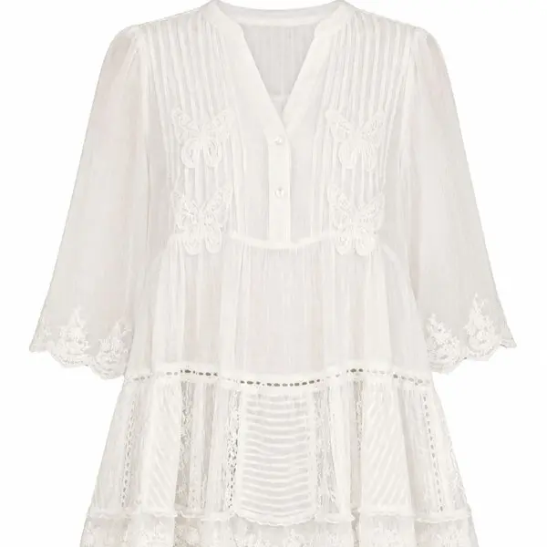 MUCHE & MUCHETTE Kalli Tunic With Butterfly Embroidery - White