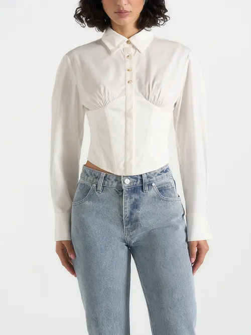 Manière De Voir Margot Cotton Corset Shirt - White