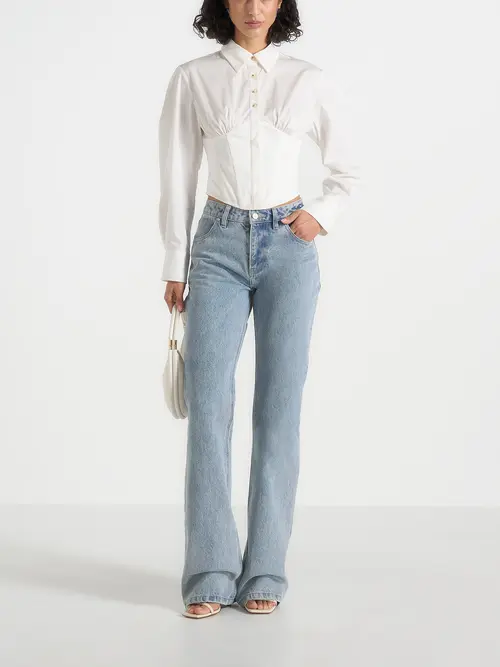 Manière De Voir Margot Cotton Corset Shirt - White