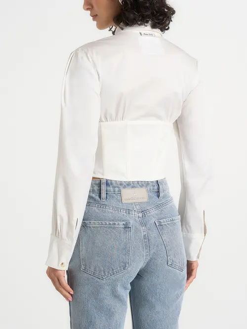 Manière De Voir Margot Cotton Corset Shirt - White